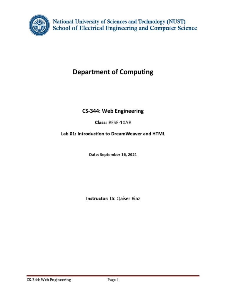 Department of Computing: CS-344: Web Engineering | PDF