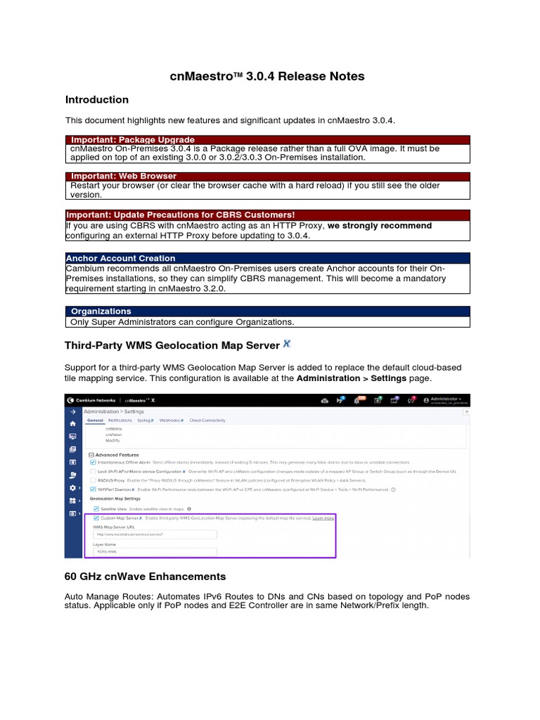 Cnmaestro 3.0.4 Release Notes | PDF | Proxy Server | Radius