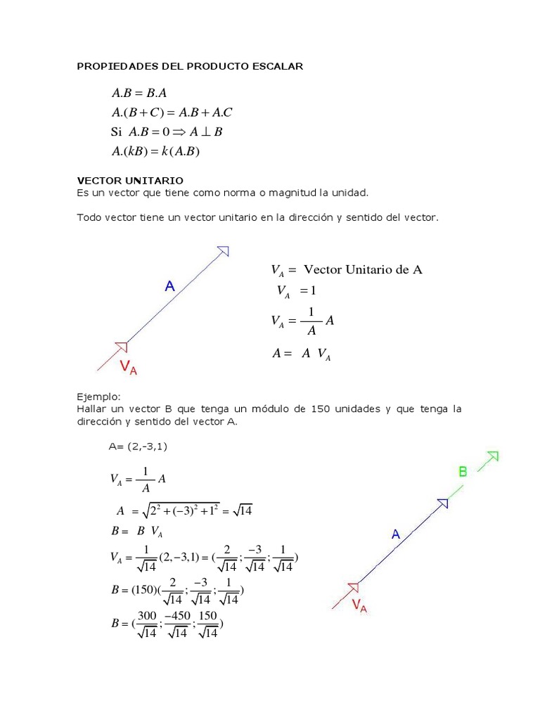 Propiedades Del Producto Escalar | PDF | Vector Euclidiano | Objetos matemáticos