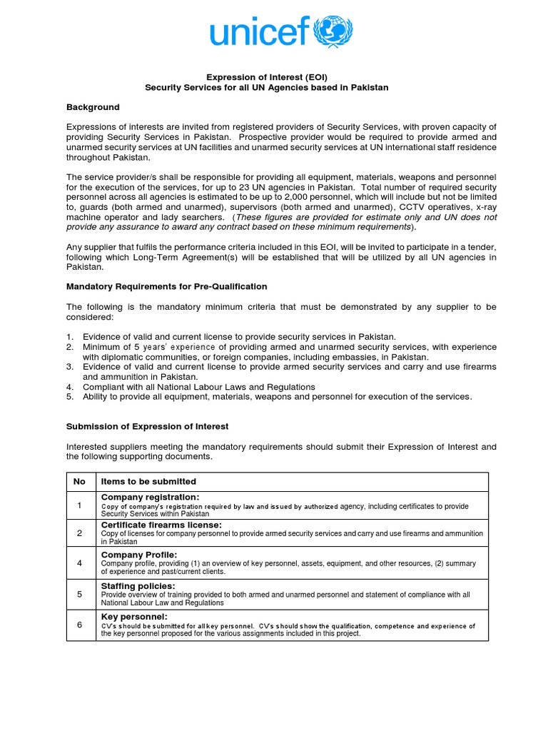 EOI - Security Services | PDF | Government | Justice