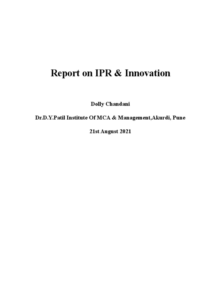 21 Report On IPR & Innovation | PDF