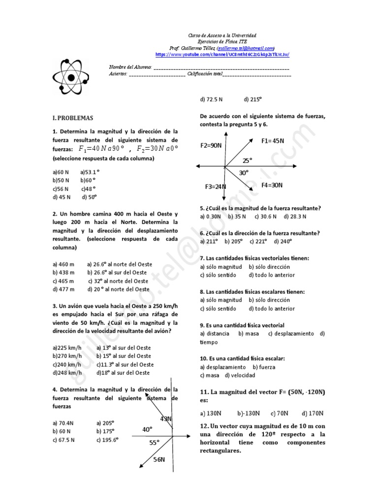 Ejercicios Vectores | PDF | Vector Euclidiano | Álgebra lineal