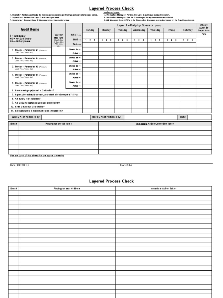 Layered Process Check: Audit Items | PDF