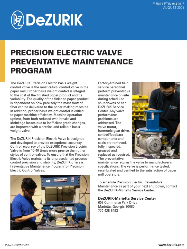 Dezurik Precision Electric Basis Weight Control Valves Ppe Precision Electric Valve Preventative ...
