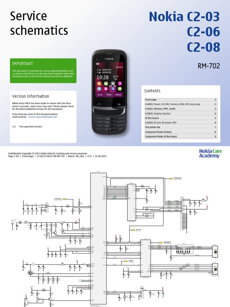 Nokia c2-03 c2-06 c2-08 Rm-702 Service Schematics v1.0 | PDF | Chess | Board Games