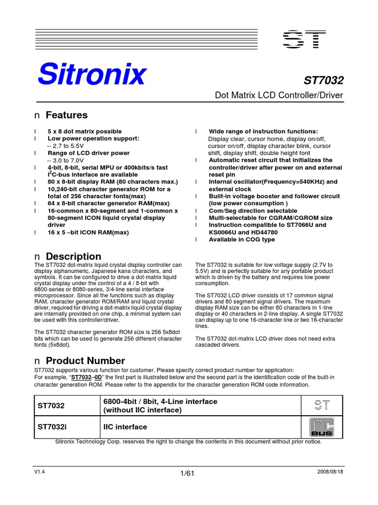 Sitronix: N Features | PDF | Manufactured Goods | Computer Architecture
