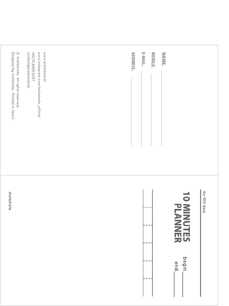 10 Minutes Planner | PDF