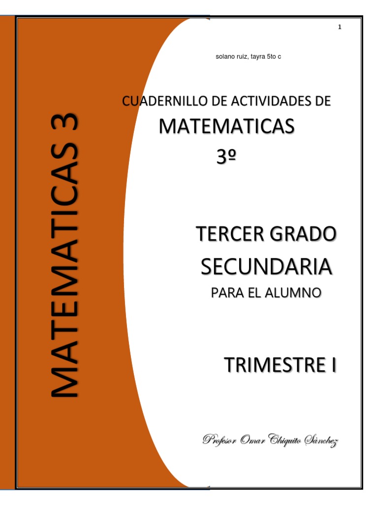 Cuadernillo de Actividades de Matemáticas Tercer Grado de Secundaria ...