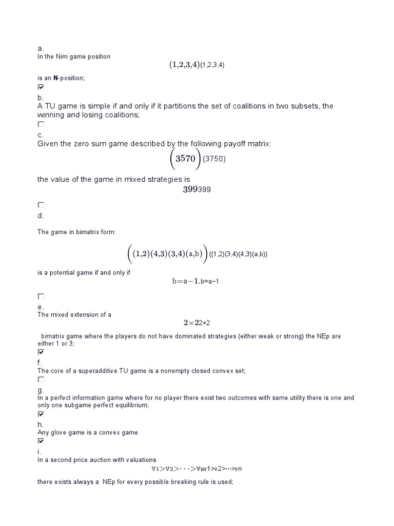 Zero Sum Game and Game Theory Insights | PDF
