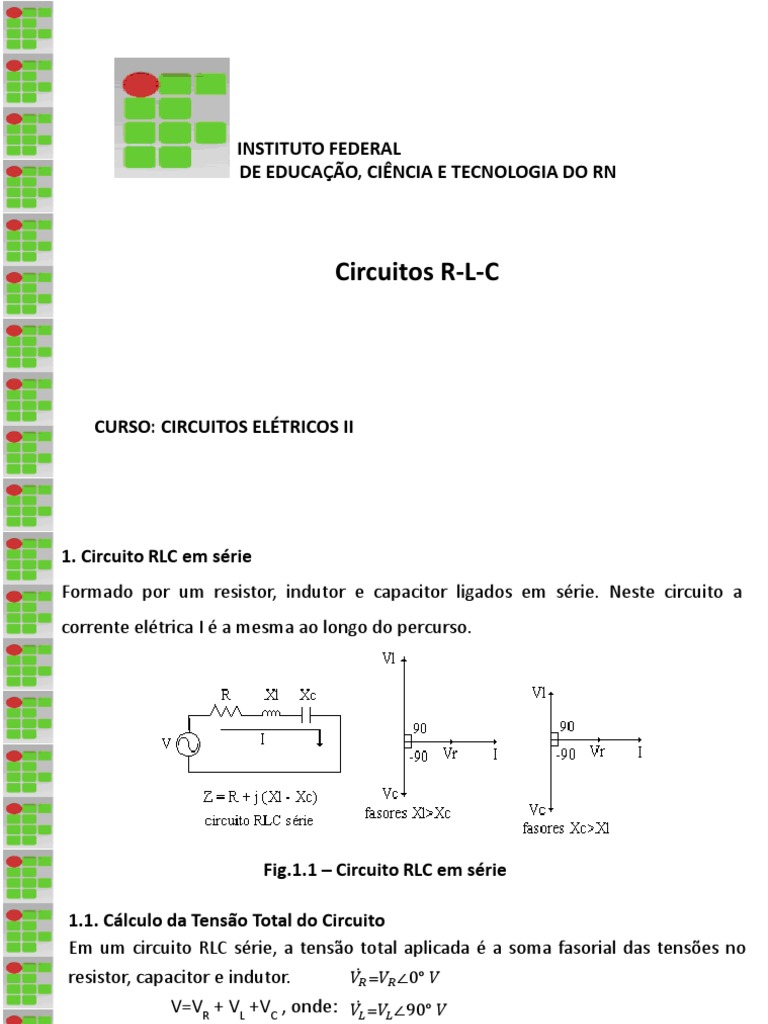 8 Aula - Circuito RLC | PDF | Rede elétrica | Circuitos em série e em ...