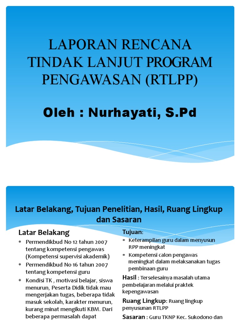 Laporan Rencana Tindak Lanjut Program Pengawasan (RTLPP | PDF | Karier & Perkembangan | Seni