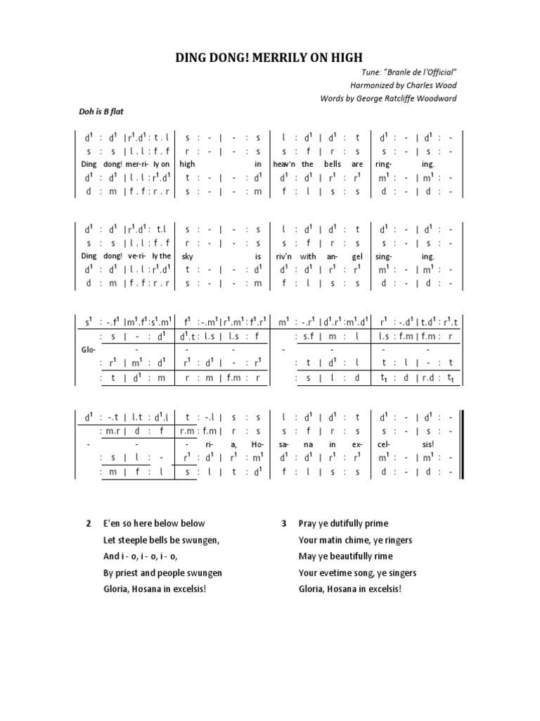 Ding Dong Merrily On High Solfa | PDF