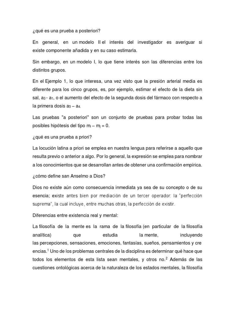Qué Es Una Prueba A Posteriori | PDF | Existencia | Filosofía