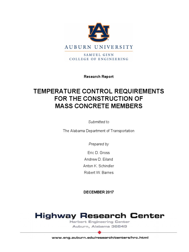 TEMPERATURE CONTROL REQUIREMENTS For The Construction of Mass Concrete ...