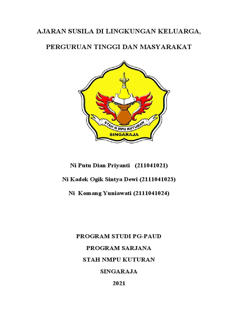 Ajaran Susila Di Lingkungan Keluarga, Perguruan Tinggi Dan Masyarakat | PDF