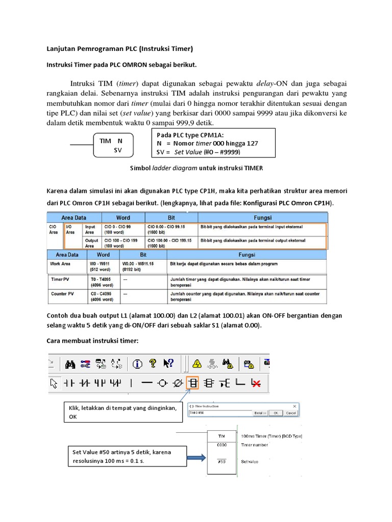 1a - Lanjutan Pemrograman PLC (Instruksi Timer) | PDF