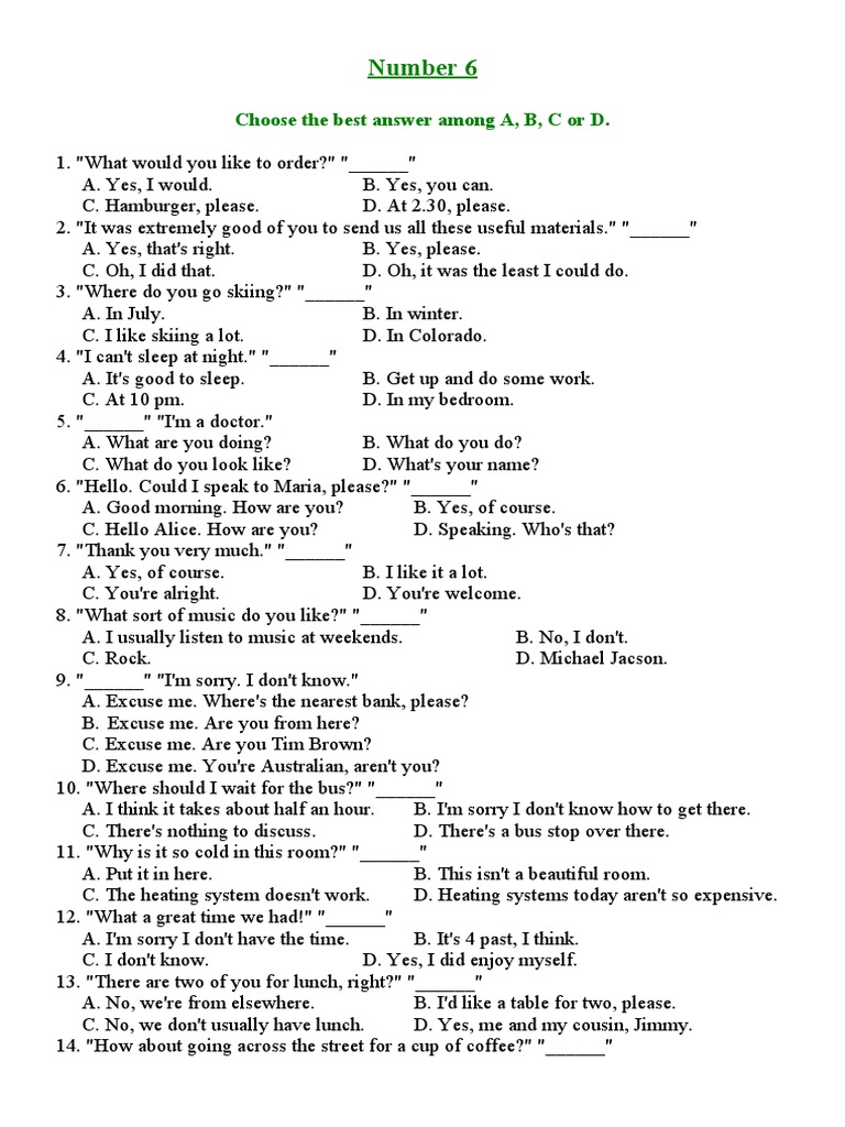Number 6: Choose The Best Answer Among A, B, C or D | PDF | Home & Garden