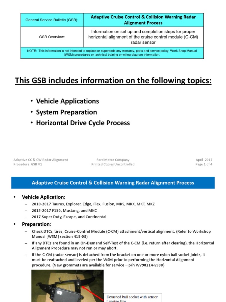 Ford Radar Alignment Guide | PDF | Radar | Vehicles