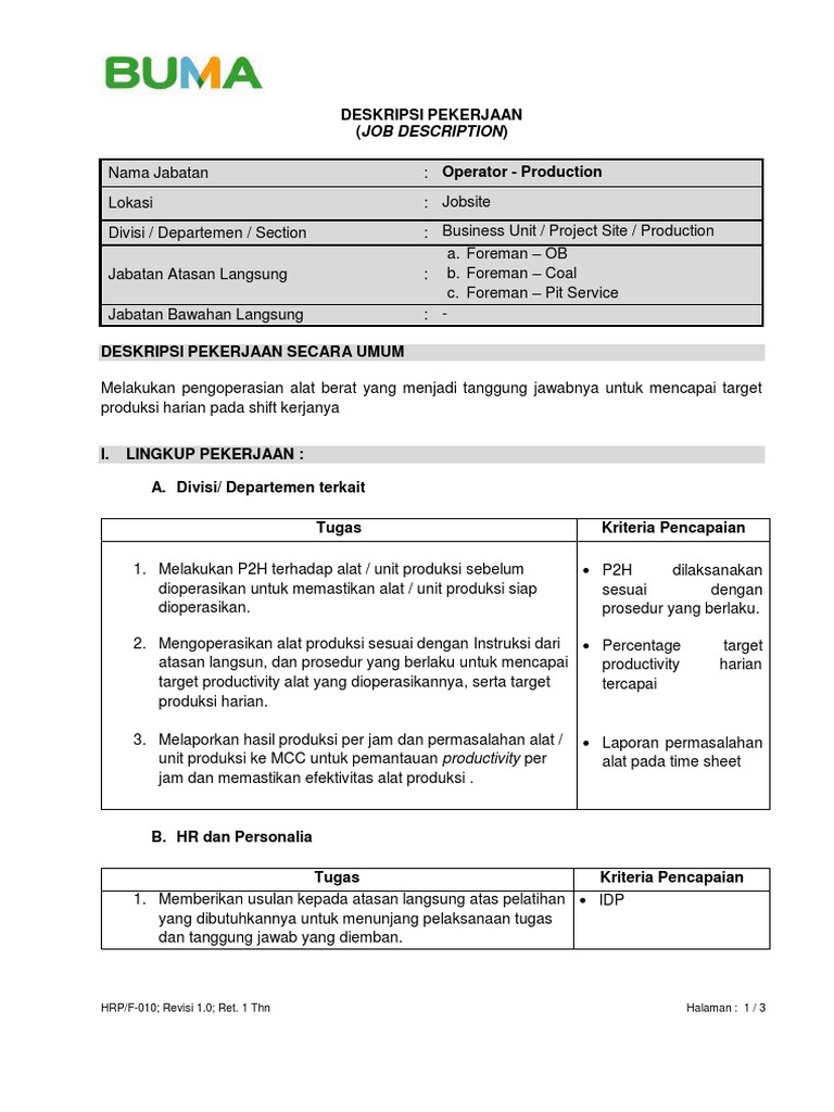 4.jobdesk Operator | PDF