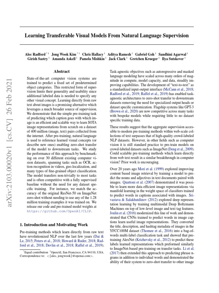 Learning Transferable Visual Models From Natural Language Supervision ...