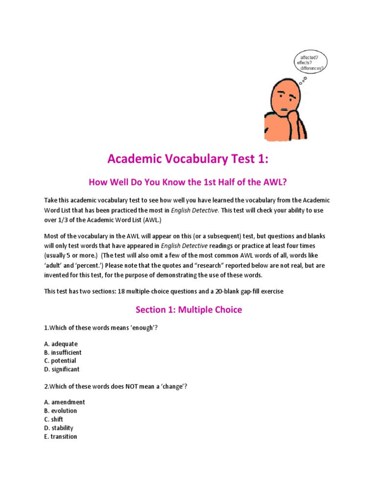 Academic Vocabulary Test 1 | PDF | Marketing | Accuracy And Precision