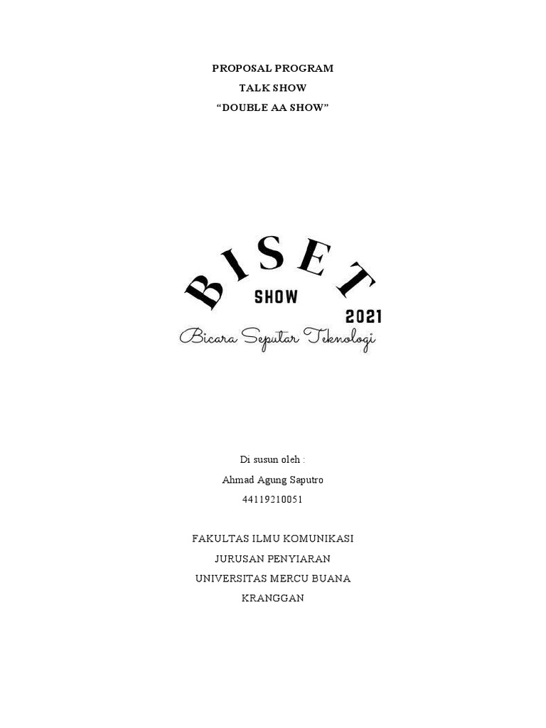 Proposal Talk Show "Biset" Teknologi | PDF
