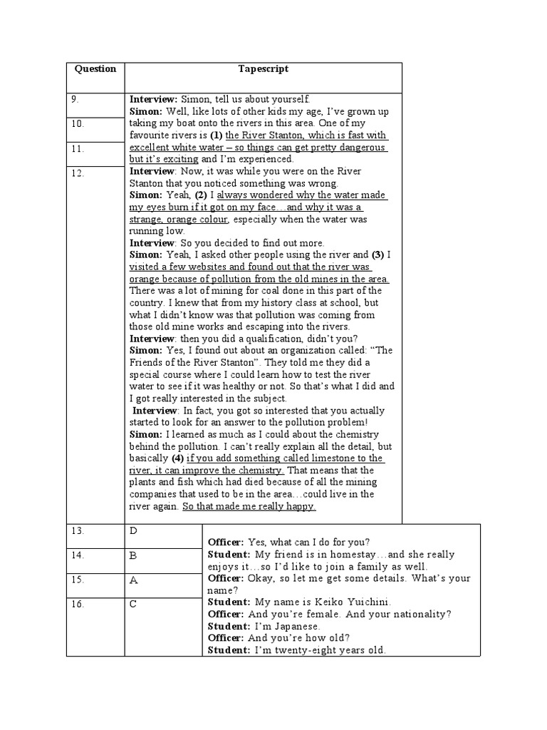 Tapescript For Part 1.2 | PDF