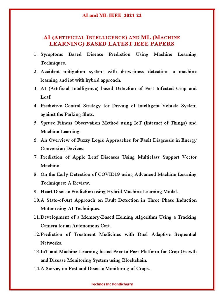 Ai - ML Latest Ieee 2021 - 2022 | PDF