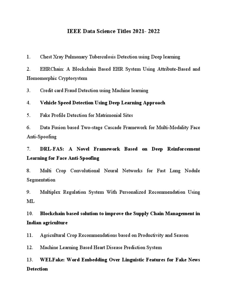 IEEE Data Science Research Titles 2021-2022 | PDF | Deep Learning ...