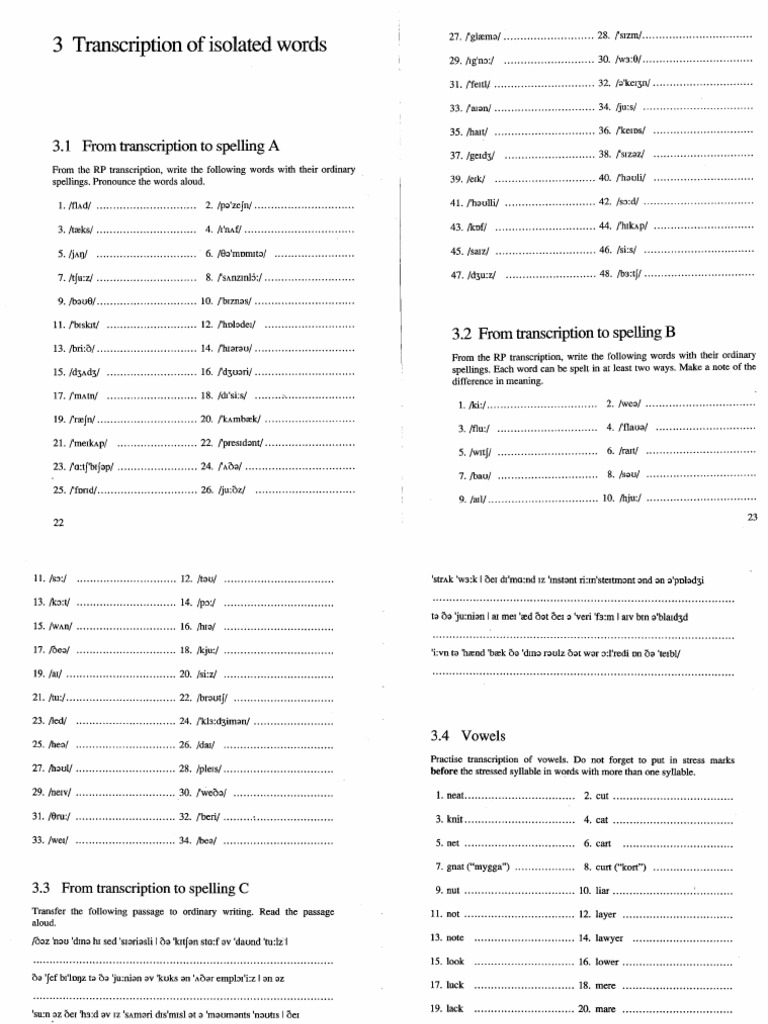 IPA - Transcription.exercises 2 4 | PDF