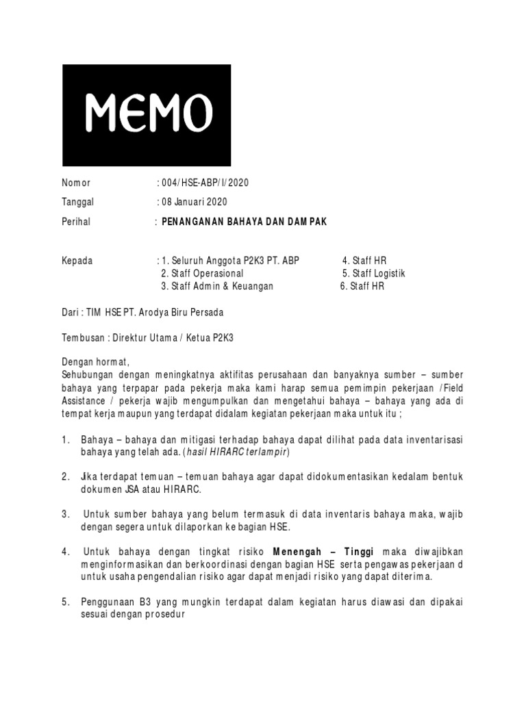 Memo | PDF