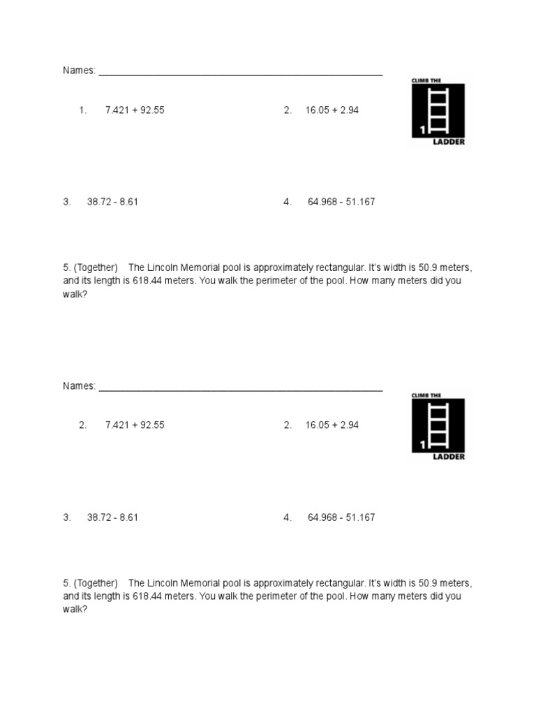 Decimal Operations Ladder | PDF | Business | Business Economics