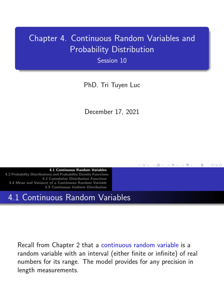 Chapter 4. Continuous Random Variables and Probability Distribution | PDF | Probability ...