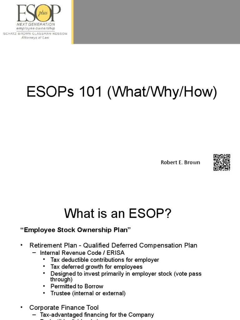 Esops 101 (What/Why/How) : Robert E. Brown | PDF | Debits And Credits ...