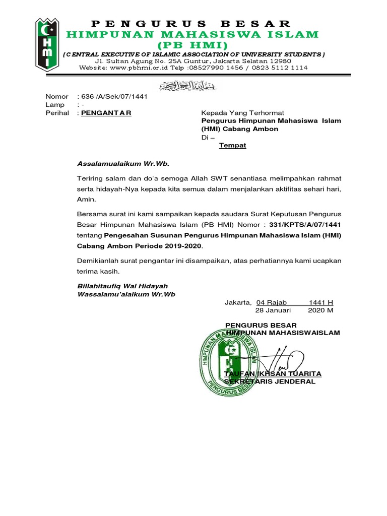 SK HMI Cabang Ambon | PDF