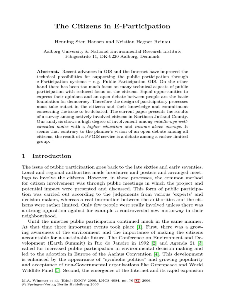 Citizens in E-Participation | PDF | Public Participation