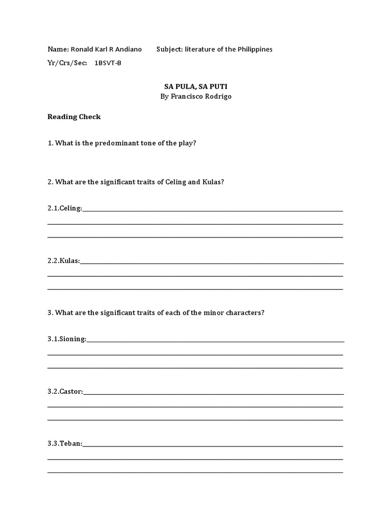 Activity - Sa Pula, Sa Puti | PDF