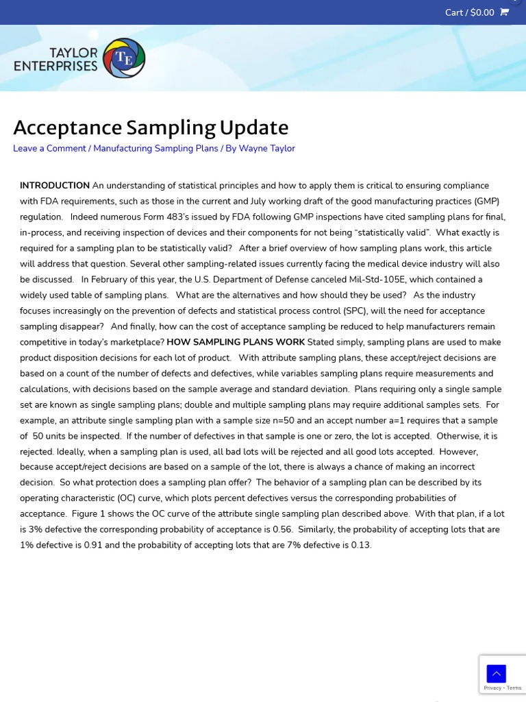 Acceptance Sampling Update - AQL LTPD | PDF | Sampling (Statistics ...