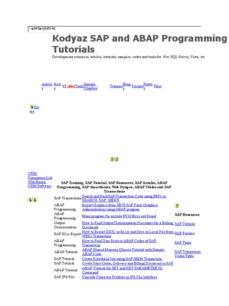 Sap Training Sap Tutorial Resources and | PDF | Databases | World Wide Web