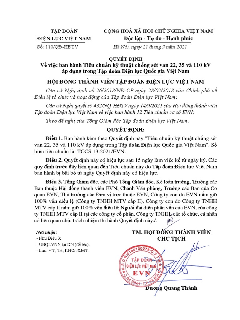 TCCS 13 - Tiêu chuẩn kỹ thuật chống sét van | PDF