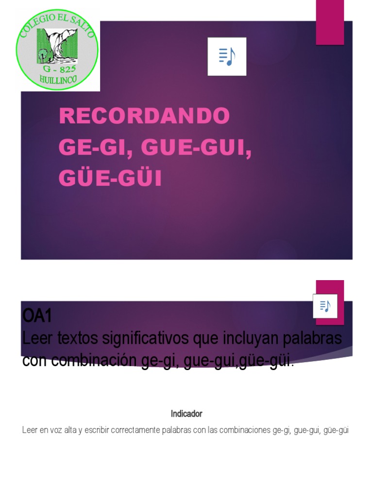 2° Básico Lenguaje PPT Ge Gi Gue Gui Güe Güi | PDF | Artes del Lenguaje ...