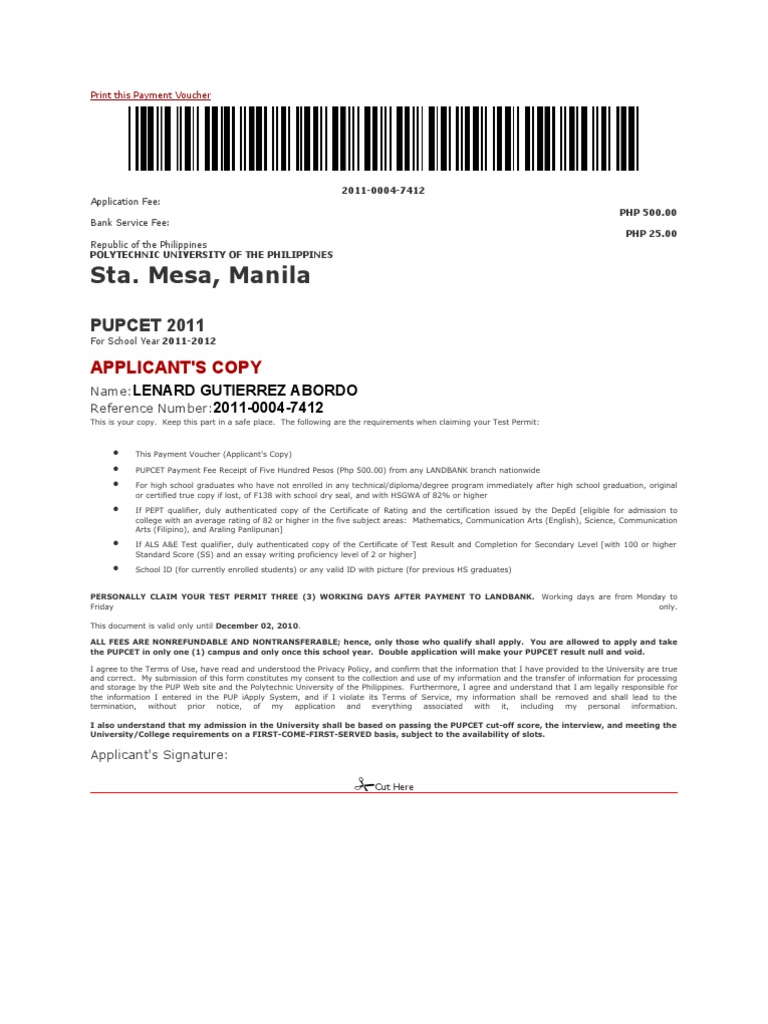 PUP Online App | PDF | Payments | Fee