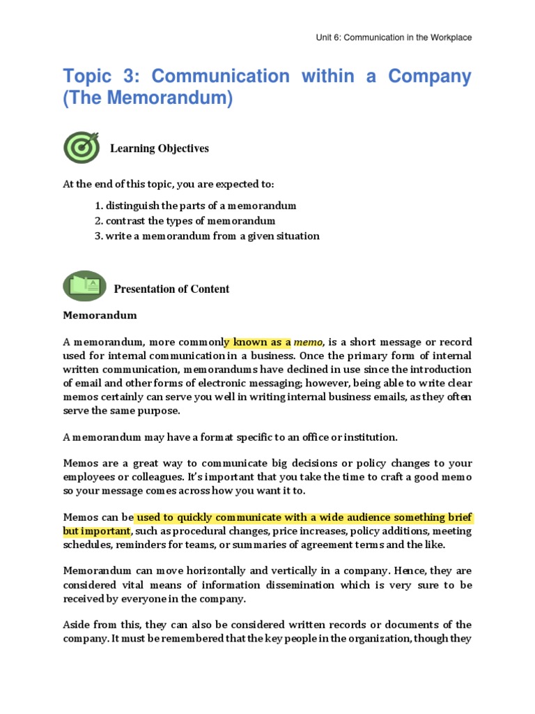 Unit 6 Topic 3 Communication Within A Company | Download Free PDF ...