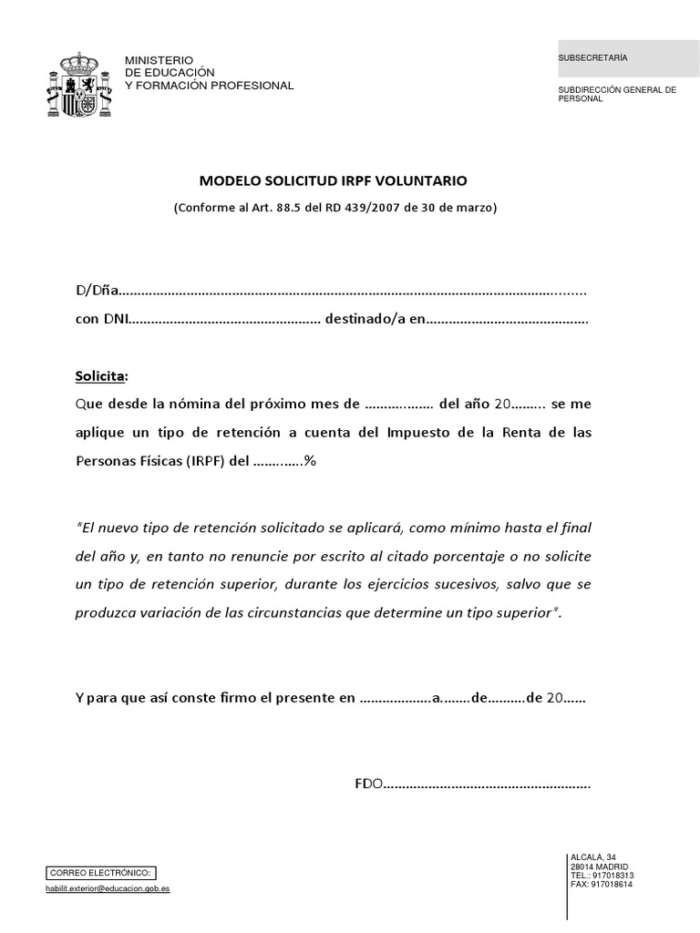 03solicitud Irpf Voluntario | PDF
