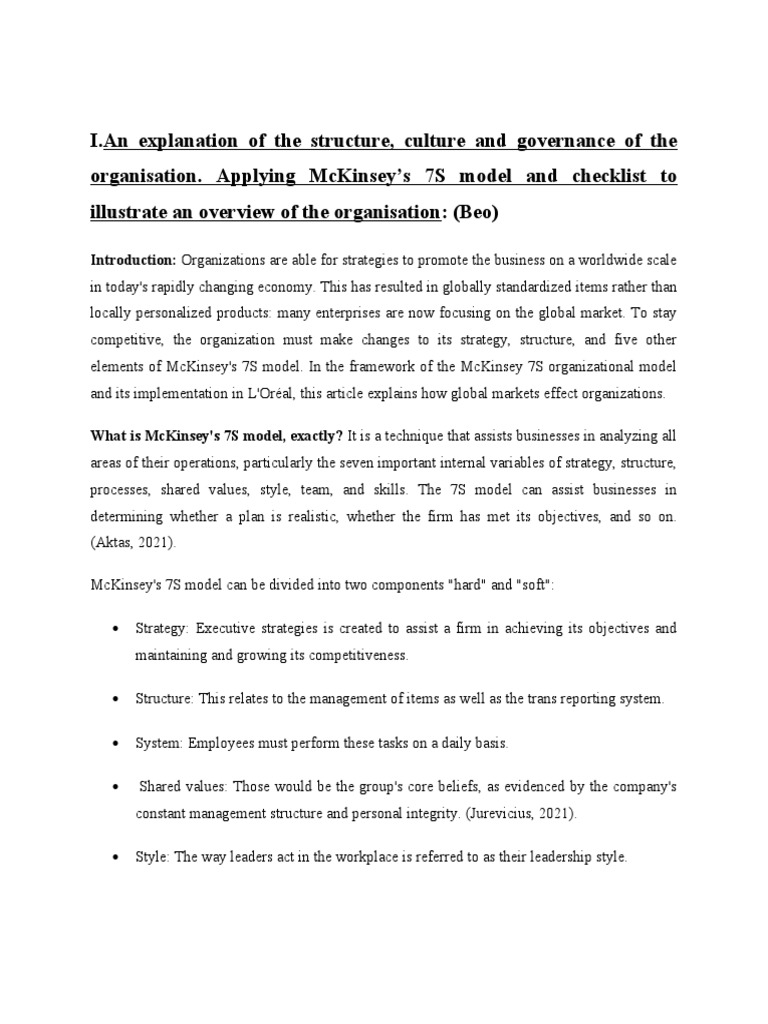 An Analysis of L'Oreal's Organizational Structure, Culture and ...