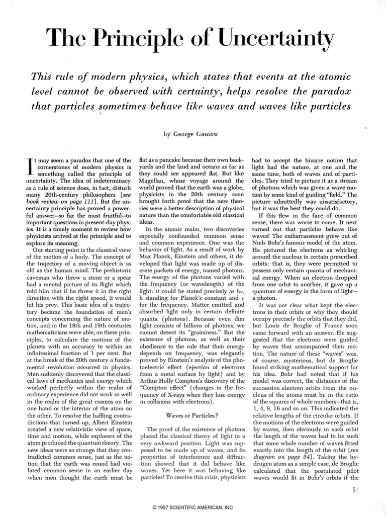 The Principle of Uncertainty - Gamow | PDF | Electron | Uncertainty ...