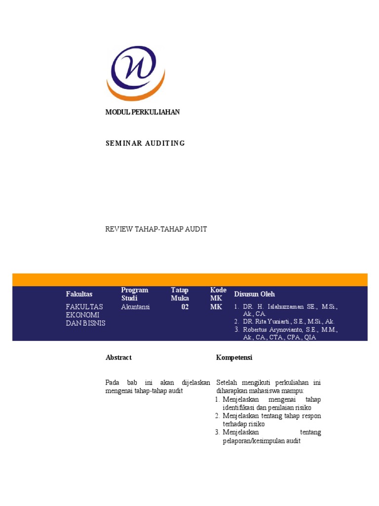 Modul Seminar Auditing | PDF | Pengelolaan Keuangan & Uang | Teknologi & Rekayasa