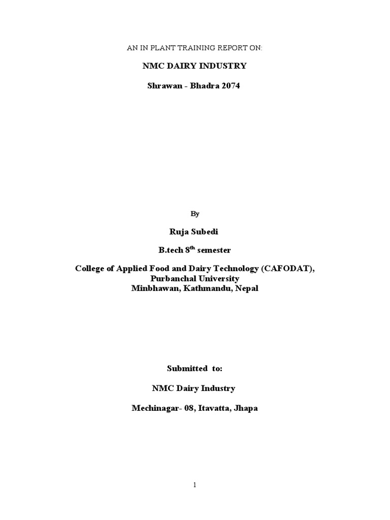 NMC Report | PDF | Milk | Pump