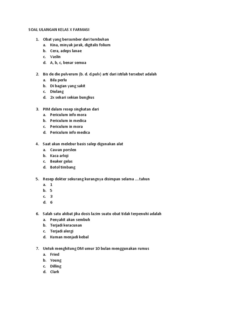 Soal Ulangan Kelas X, Xi, Xii 2020 | PDF
