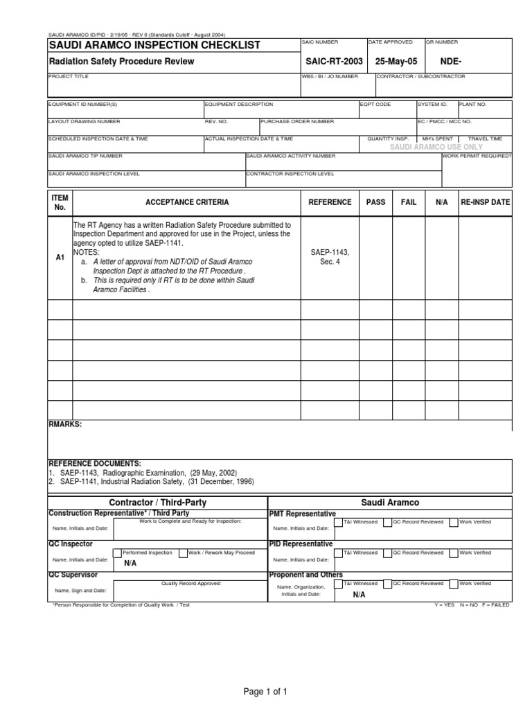 SAIC-RT-2003 Radiation Safety Procedure Review | PDF